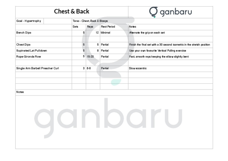 Chest Back Hypertrophy Workout | PDF