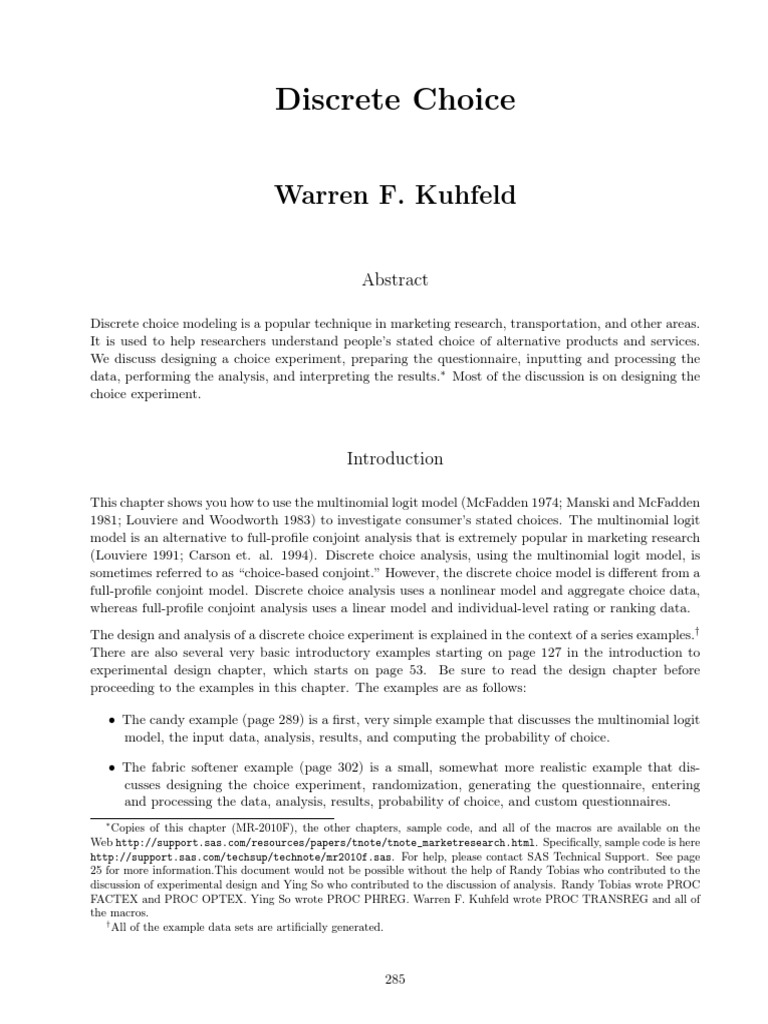 Discrete Choice Modeling Techniques | PDF | Logistic Regression | Chi Squared Distribution