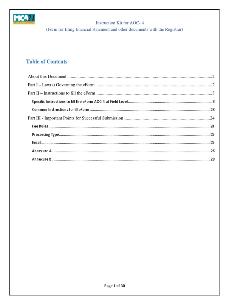 Form AOC-4 Help | PDF | Auditor's Report | Income Statement