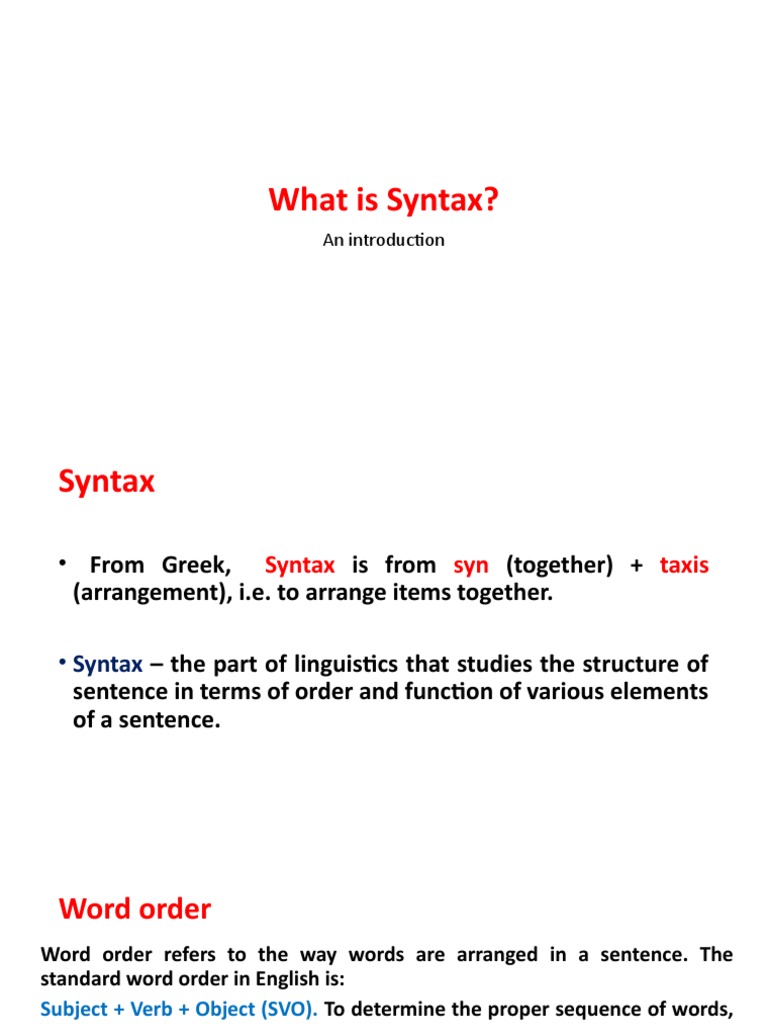 What is Syntax? An Introduction to Key Concepts | PDF | Phrase | Verb