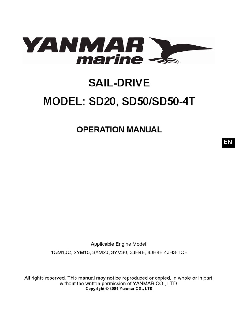 Yanmar sd20 Saildrive Operations PDF | PDF | Pump | Clutch
