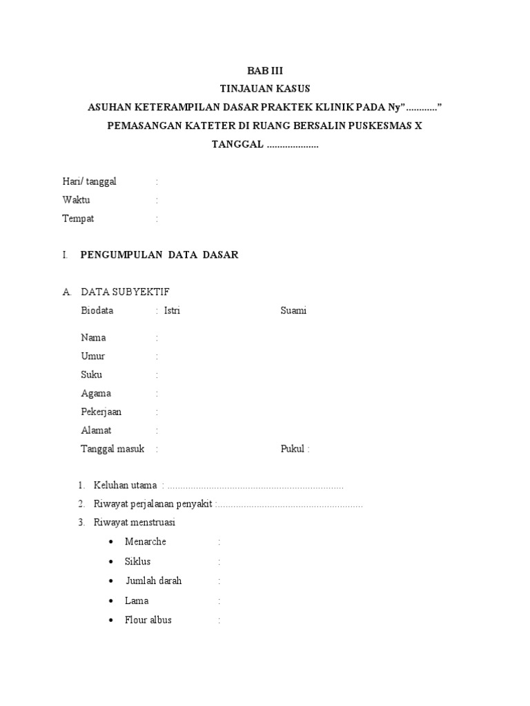 Format Askeb KDPK Pemasangan Kateter | PDF
