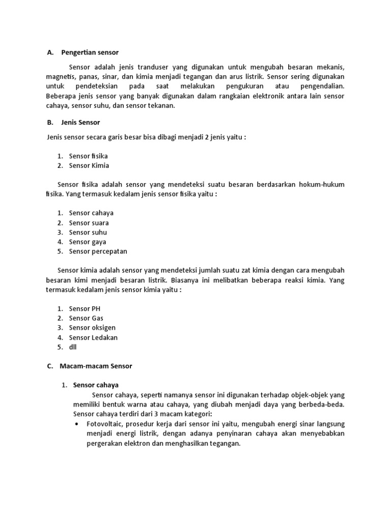 Sensor, Jenis2 Sensor, LDR (Light Dependent Resistor) | PDF
