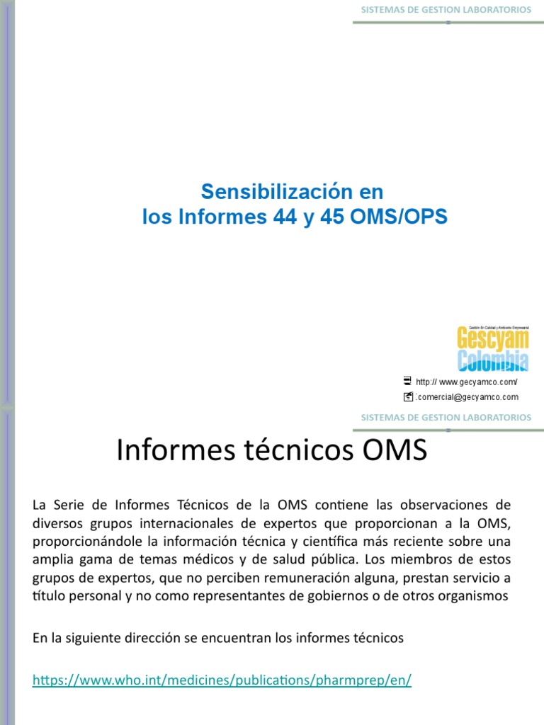 Sensibilización en Informes OMS 44 y 45 | PDF | Farmacia | Microbiología