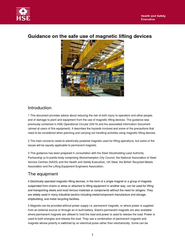 HSE Guidance Safe Use Magnetic Lifting Devices | PDF | Magnet ...