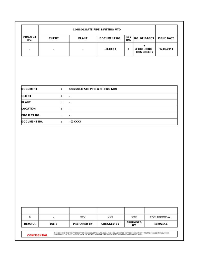 Xxxx-Spe-Xxx - Mto Format | PDF | Pipe (Fluid Conveyance) | Equipment