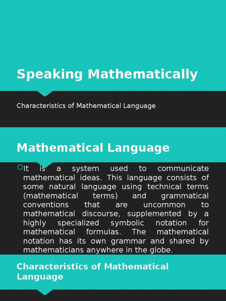 Speaking Mathematically 2 | PDF | Subject (Grammar) | Teaching Mathematics