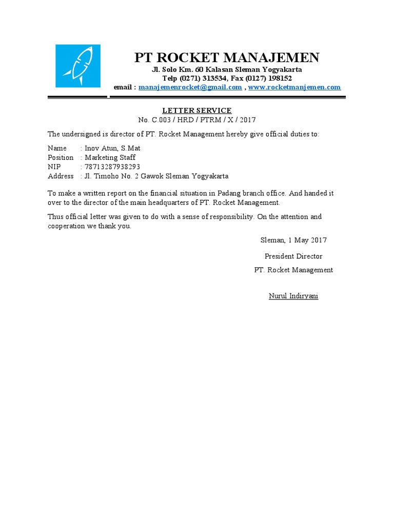 Contoh Surat Resmi Bahasa Inggris | PDF