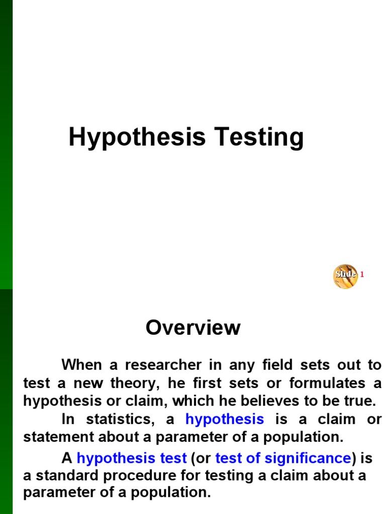 Hypothesis Testing | PDF | Statistical Hypothesis Testing | Type I And ...
