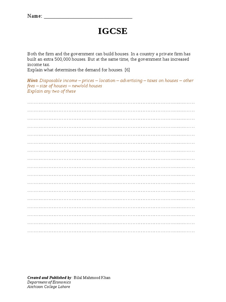 Igcse Economics Practice Pdf Price Elasticity Of Demand Demand
