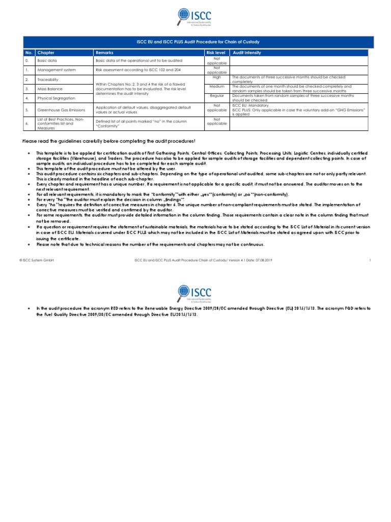 ISCC EU PLUS Procedure Chain-of-Custody v4.1 | PDF | Biofuel ...