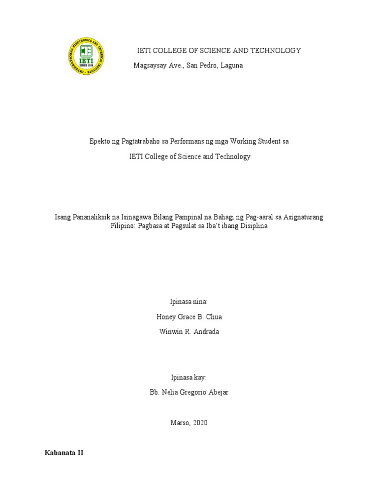 Filipino Research 1 Winwin and Chua | PDF