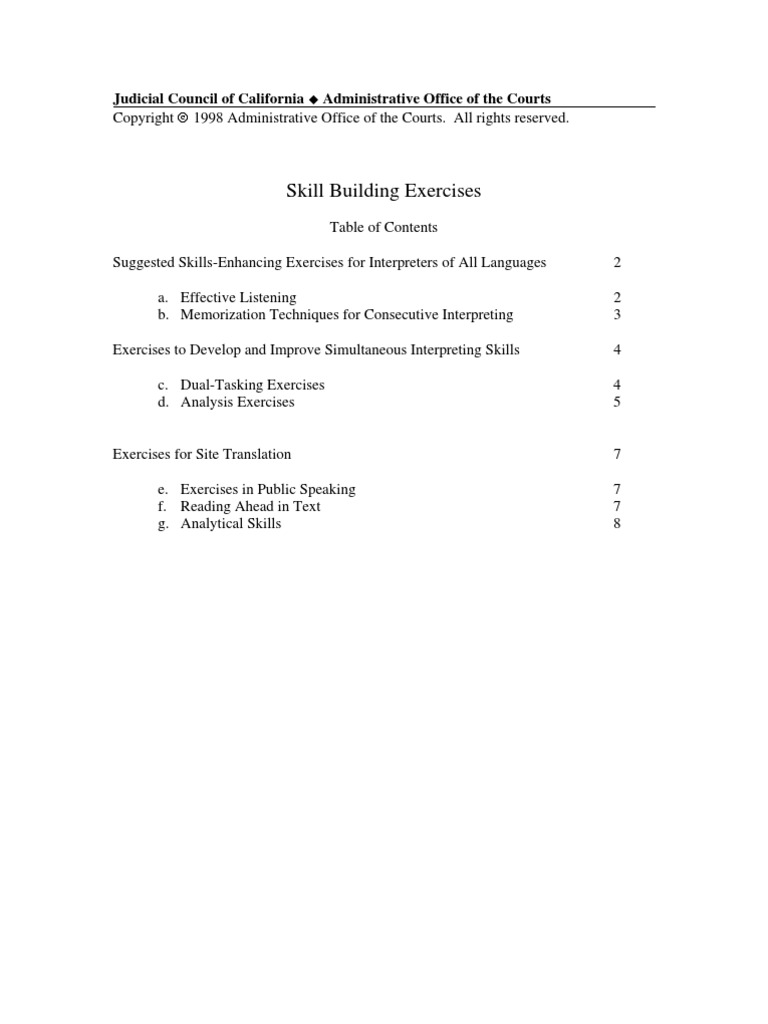 Skill Building Exercises | Download Free PDF | Language Interpretation ...