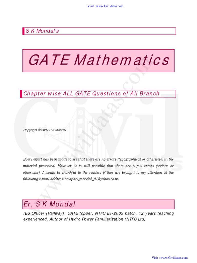 GATE Mathematics Questions All Branch by S K Mondal 123 PDF | PDF ...