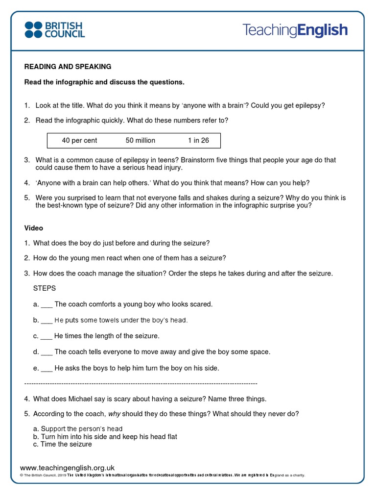Student Worksheet Epilepsy Awareness | PDF | Epilepsy