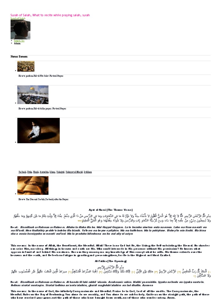 Suras To Pray in 5 Daily Salah Prayers | PDF | Semitic Words And ...