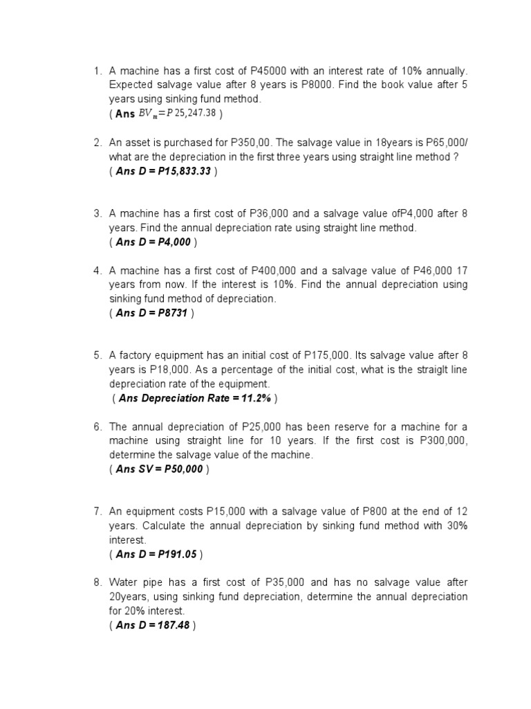 Straight Line & Sinking Fund Method | PDF