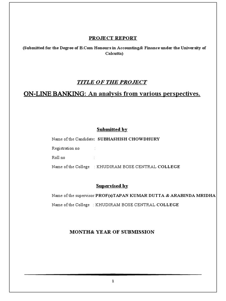 Online Banking Project Work | PDF | Online Banking | Banks & Banking