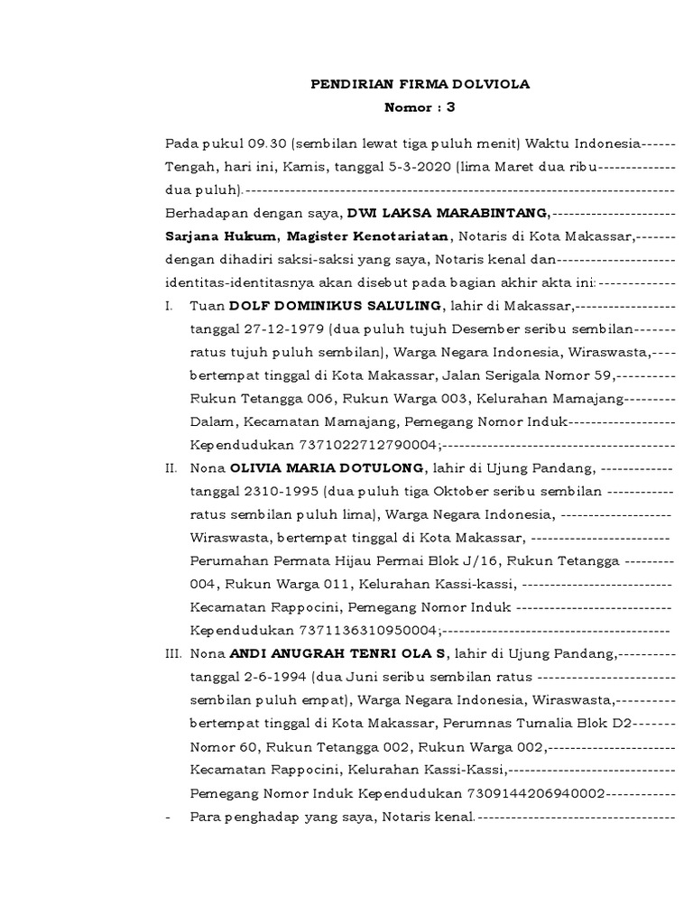 AKTA PENDIRIAN FIRMA (Hitam) | PDF