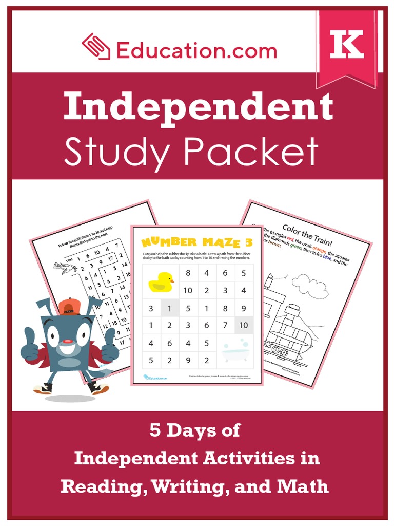 Kindergarten Independent Study Packet Week 1 | PDF