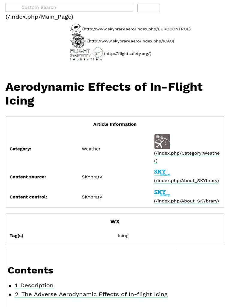 Aerodynamic Effects of In-Flight Icing - SKYbrary Aviation Safety | PDF ...