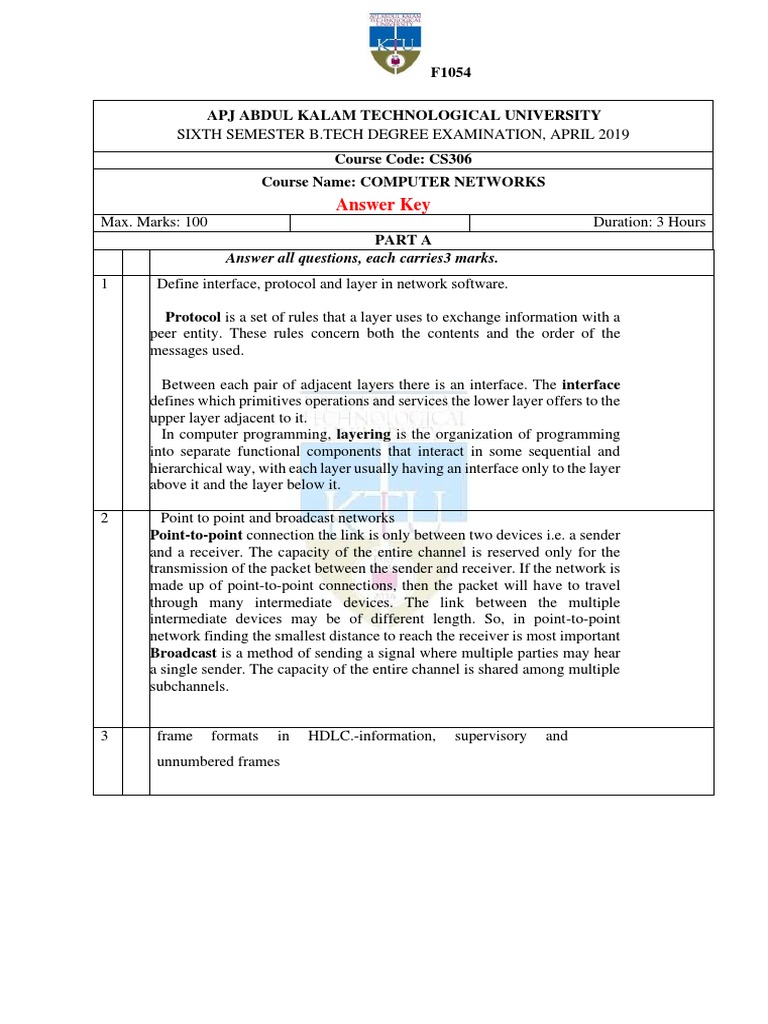 B.Tech Computer Networks Exam | PDF | Osi Model | Internet Protocol Suite