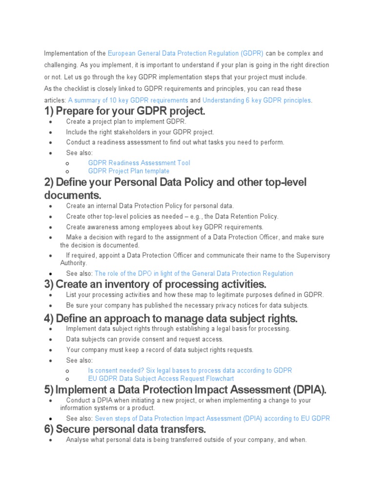 9 Steps For Implementing GDPR | PDF | Information Privacy | Crime ...