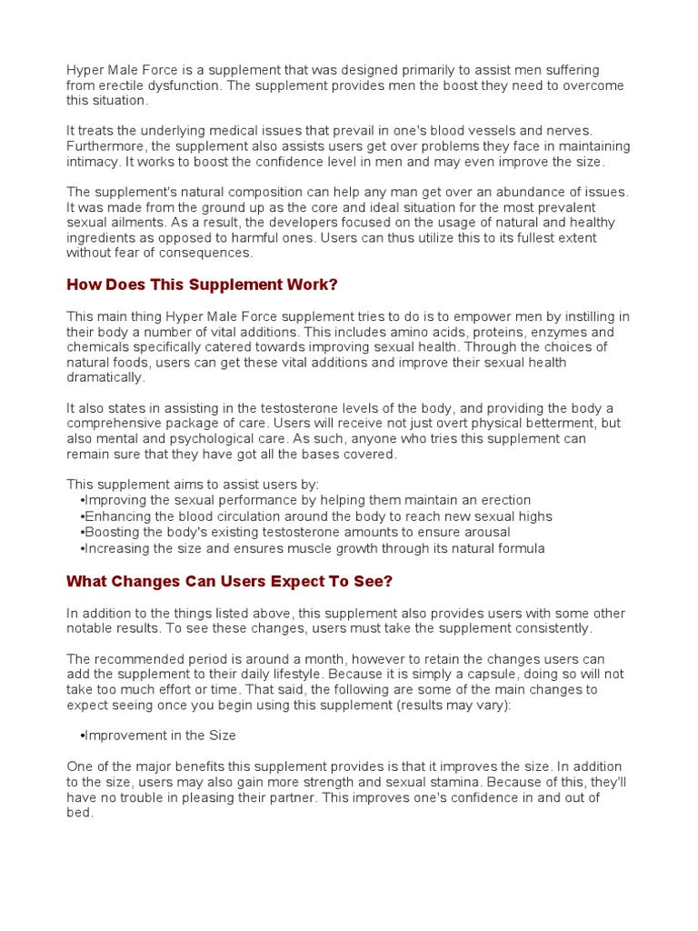 Hyper Male Force Reviews - Does It Really Work? | PDF | Dietary ...