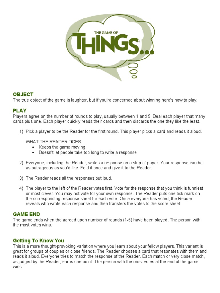Game of Things Rules | PDF