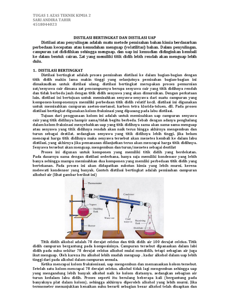 Sari Andira Tahir - Tugas 1 Azas Teknik Kimia 2 - Distilasi Bertingkat ...