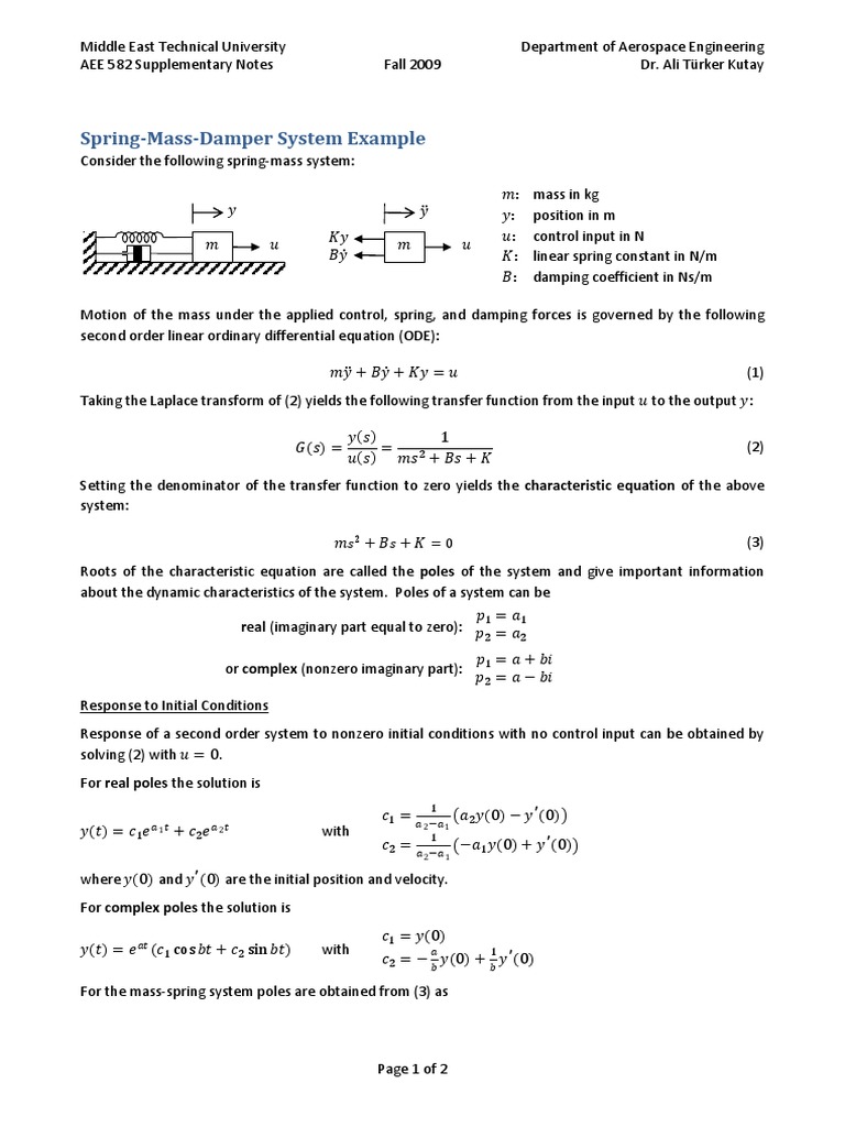 Mass Spring Damper System | PDF | Laplace Transform | Complex Number