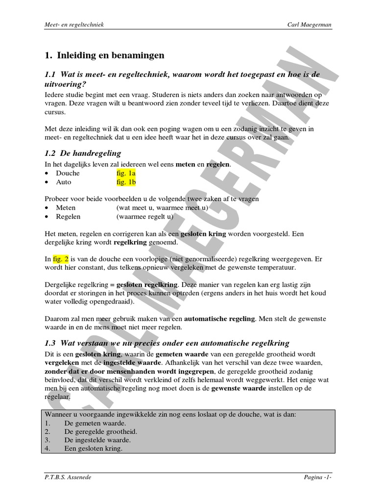 Cursus - Meet - en Regeltechniek - Theorie PDF | PDF