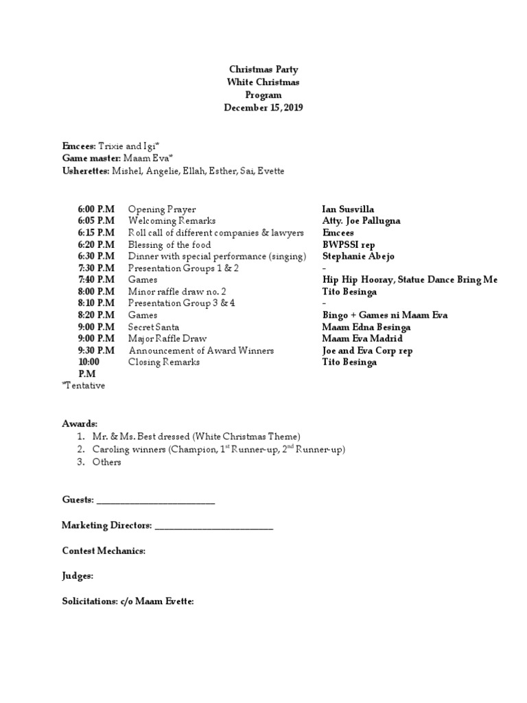 Christmas Party Program | PDF | Performing Arts | Entertainment