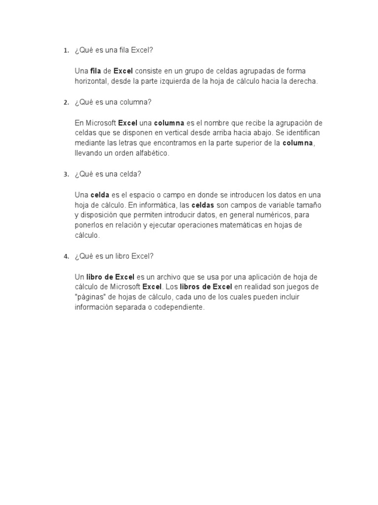 Qué Es Una Fila Excel | PDF