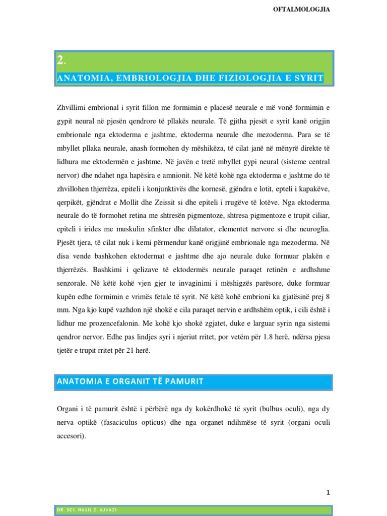 Anatomia, Embriologjia Dhe Fiziologjia e Syrit - UBT | PDF