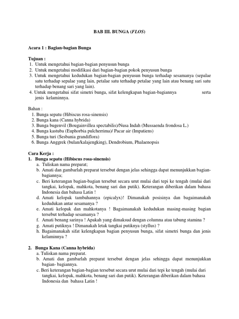 Bagian-Bagian Bunga Rumus Dan Diagram Bunga | PDF