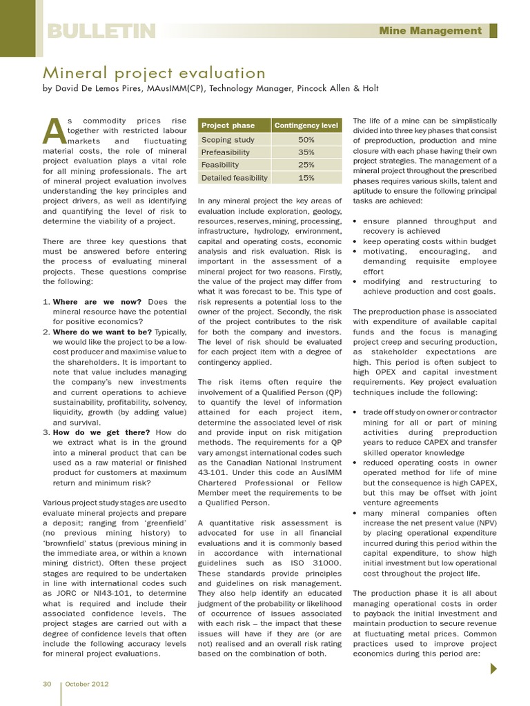 Mineral Project Evaluation Guide | PDF | Discounted Cash Flow | Mining