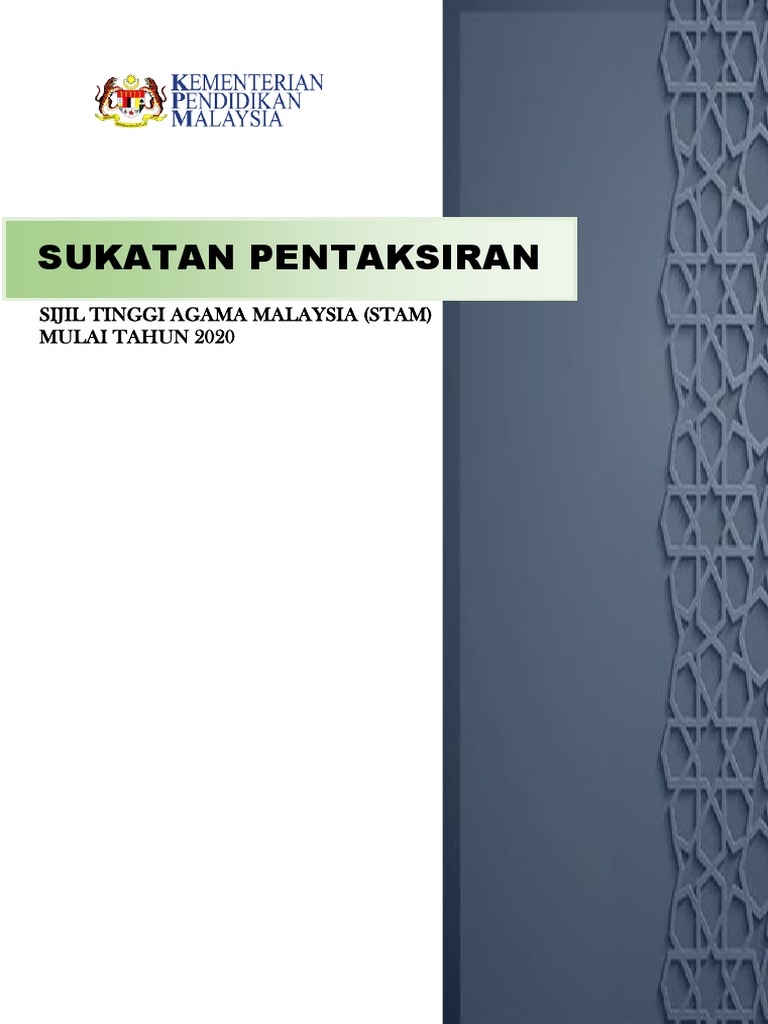 Buku Stam Sukatan Pentaksiran Sijil Tinggi Agama Malaysia Stam Mulai