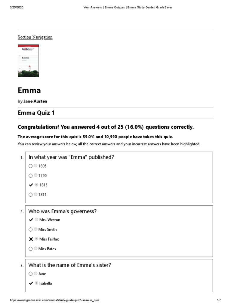 Emma Answers | PDF | Emma (Novel) | British Novels