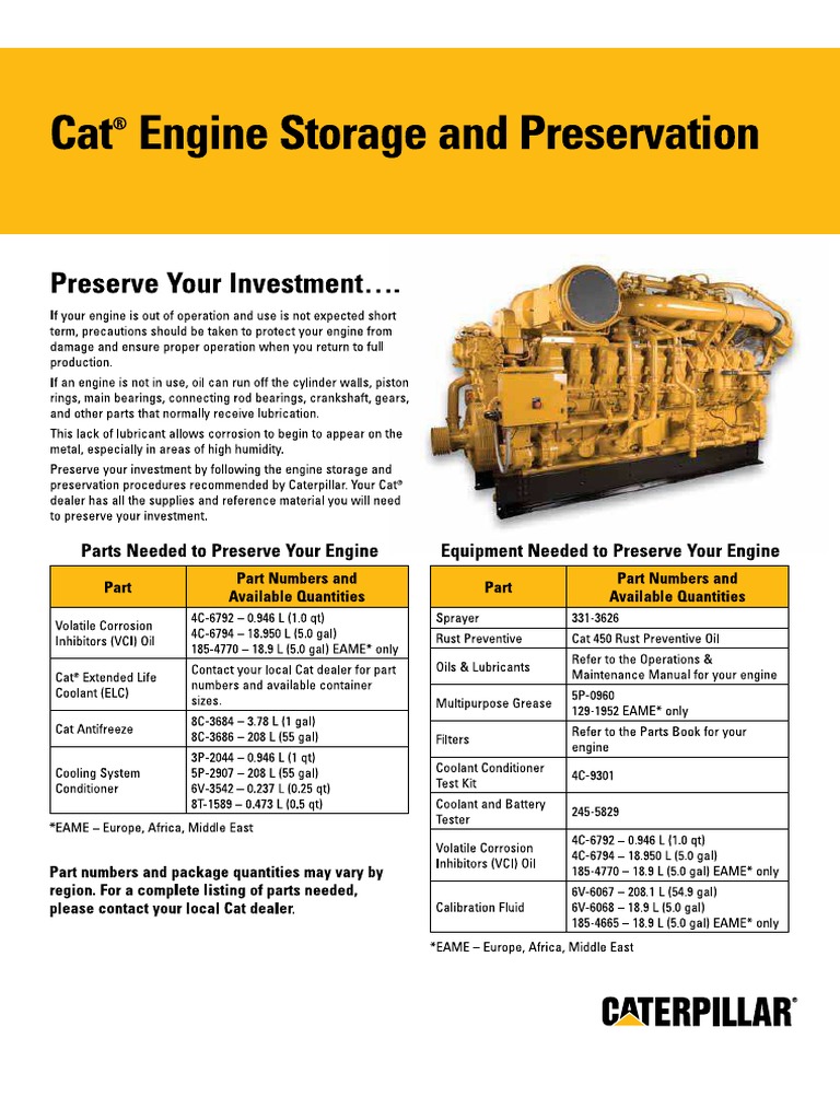 Caterpillar Engine Storage and Preservation (VCI) | PDF