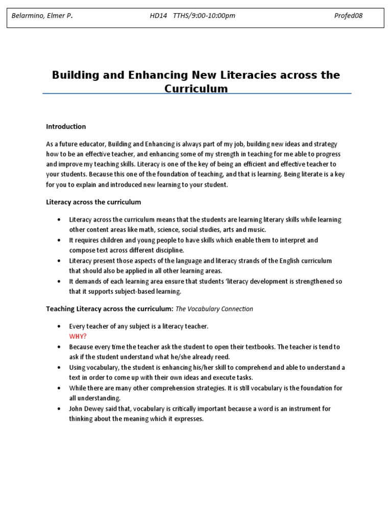 Building and Enhancing New Literacies Across The Curriculum | PDF | Literacy | Curriculum