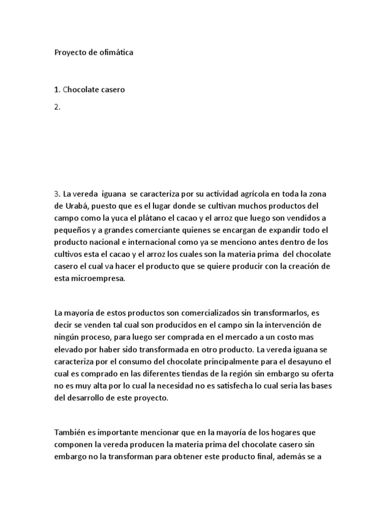 Proyecto de Ofimatica | PDF | Chocolate | Arroz