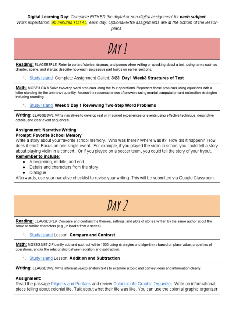 Grade 3 Digital Learning Plan | PDF | Narrative | Memory