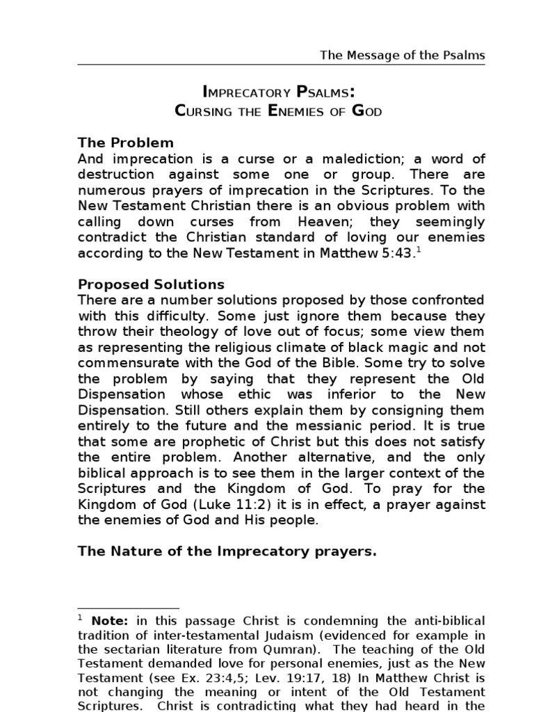 Imprecatory Psalms: Curses On The Enemies of God | PDF | Psalms | Bible