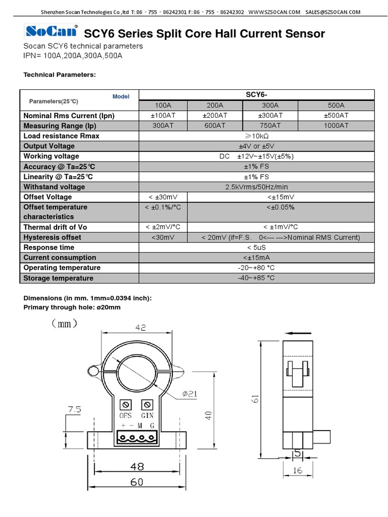 DC Current Hall Effect Sensor PDF | PDF | Power Supply | Electronic ...