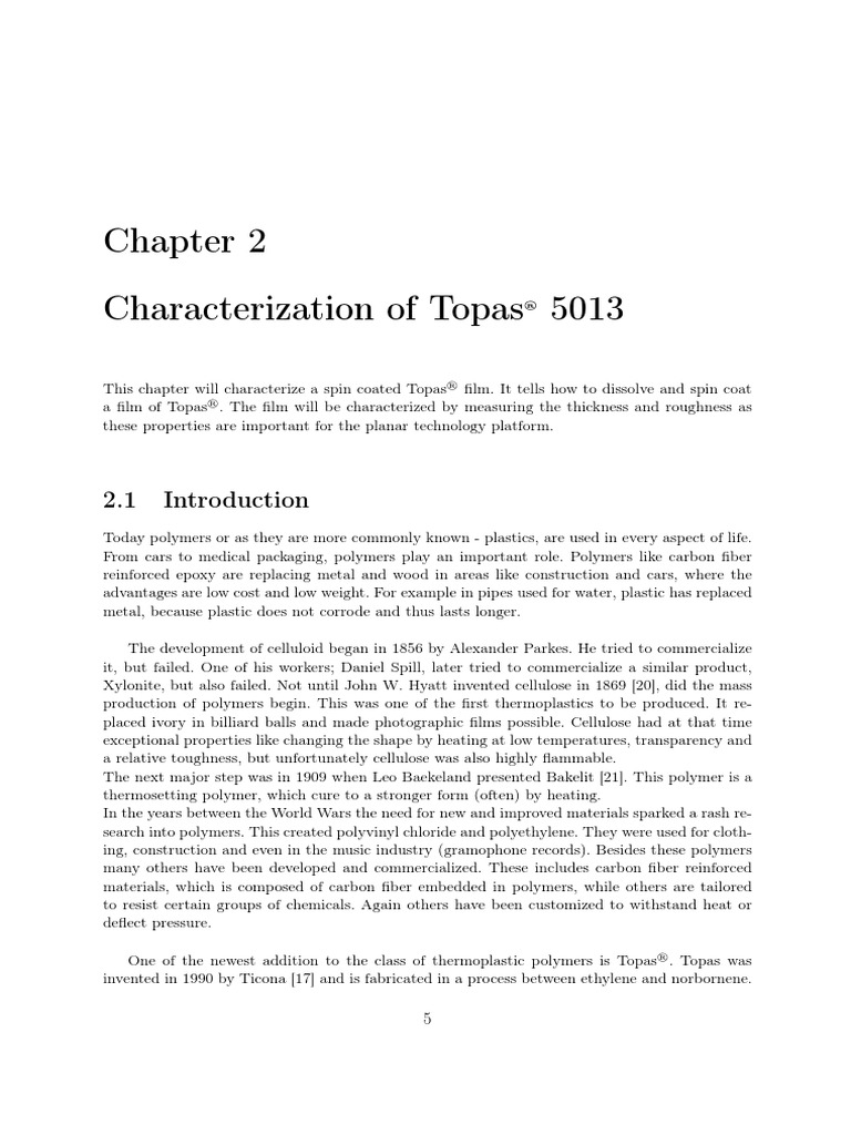 Caracterización de Topas 5013 | PDF | Polymerization | Polymers