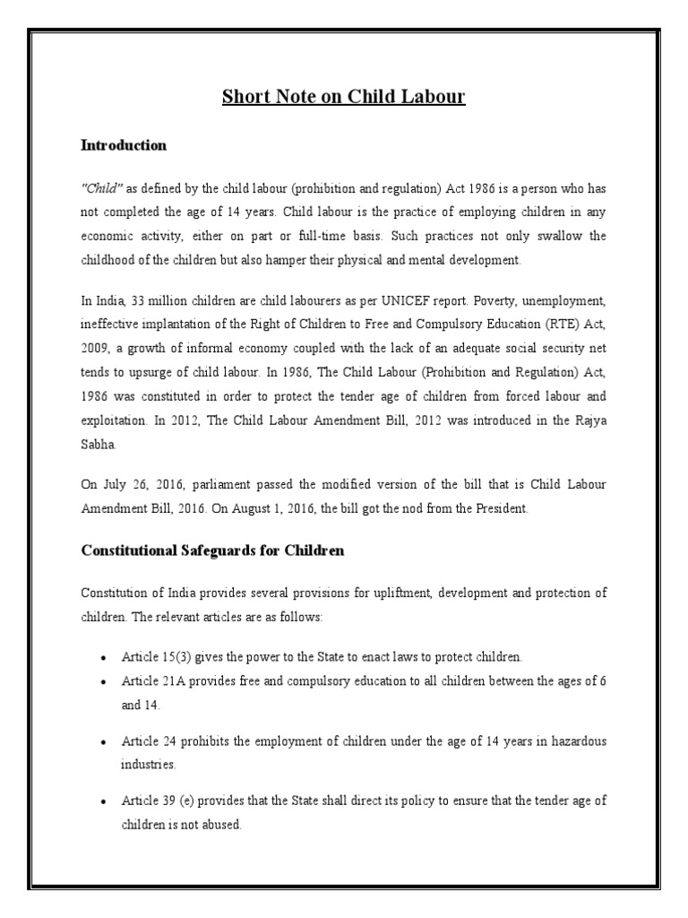 Labour Law (Child Labour) | PDF | Child Labour | International Labour ...