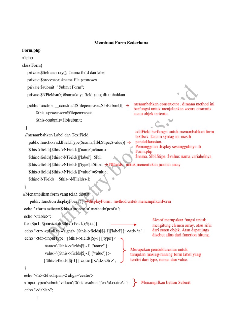 Membuat Form Sederhana Dengan PHP Object | PDF