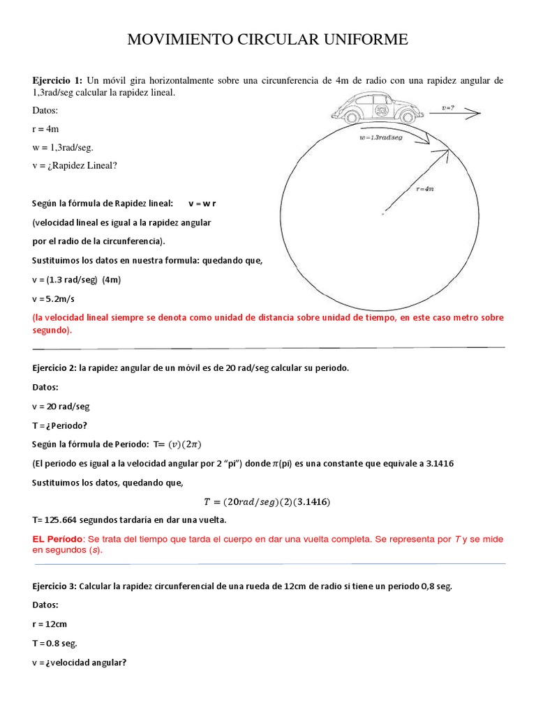 Fórmulas de Movimiento Circular Uniforme | PDF | Pi | Velocidad