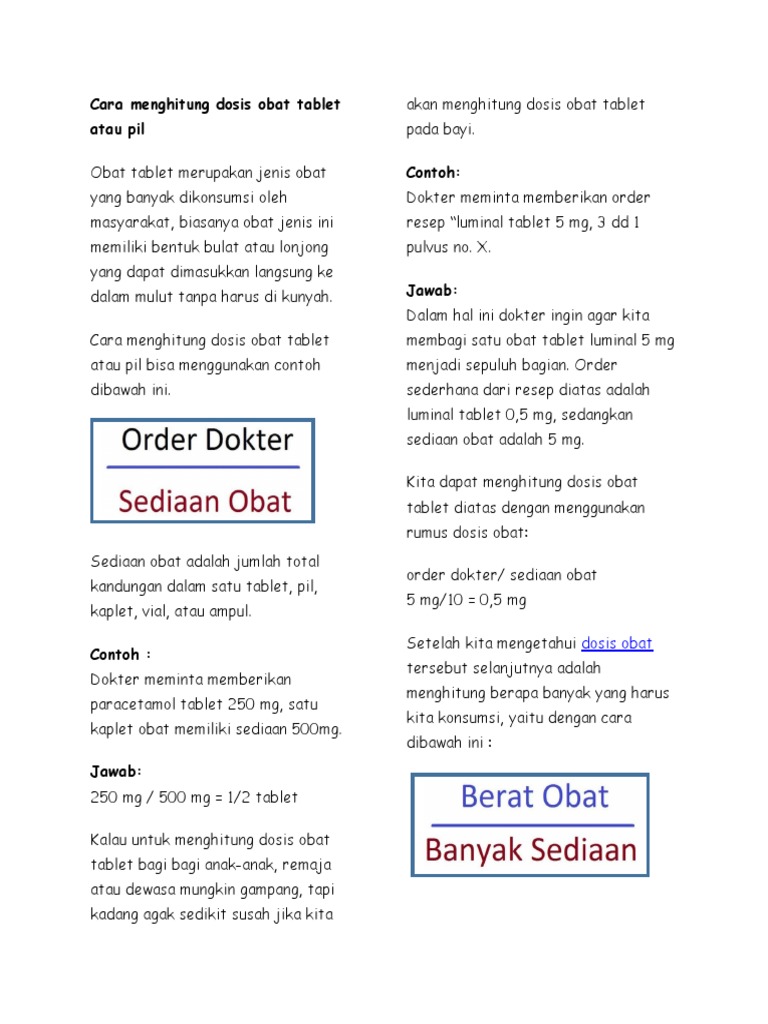 Panduan Menghitung Dosis Obat | PDF